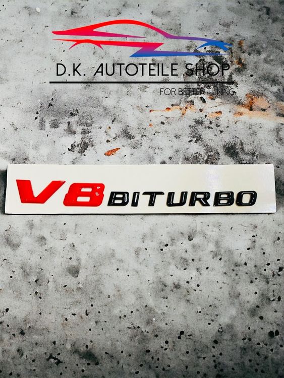 Mercedes AMG V8 Biturbo 3D Aufkleber Emblem Logo Rot/Schwarz (Neu und ...