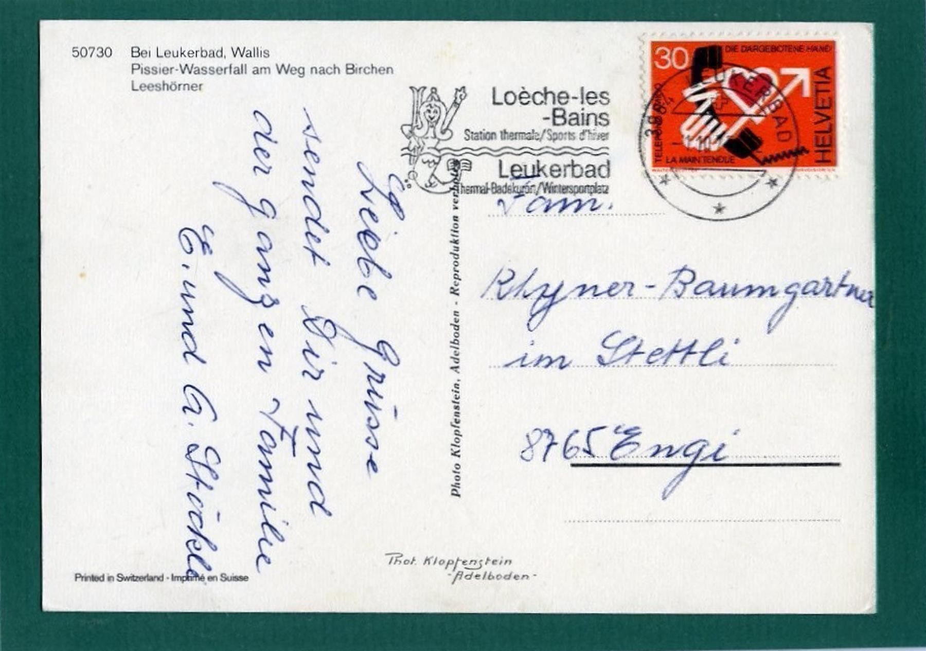 Bei Leukerbad, Pissier-Wasserfall am Weg nach Birchen, 1975 (Gebraucht ...