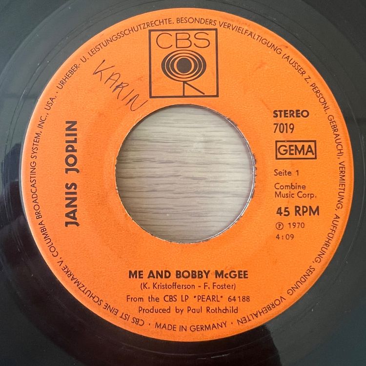 Janis Joplin - Me And Bobby McGee / 1. D-Press. 1970 | Kaufen auf Ricardo