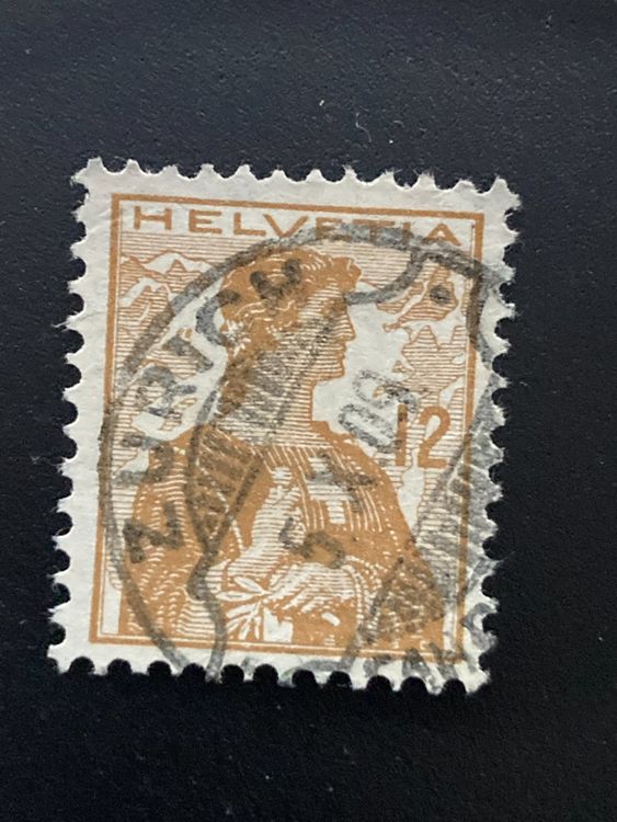Schweiz 1909 Helvetia 12 Rp. Vollstempel ZÜRICH Rasierklinge (Gebraucht) in Liestal für CHF 2 ...