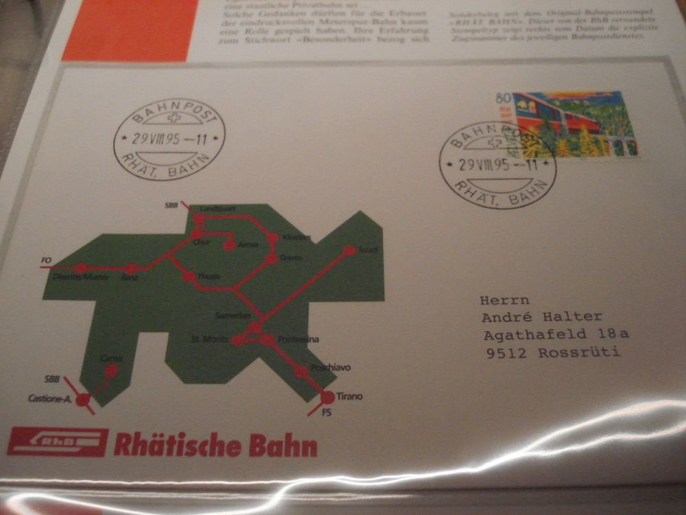 Eisenbahnstempel 1995, Beleg Bahnpoststempel Rhät. Bahn | Kaufen auf ...