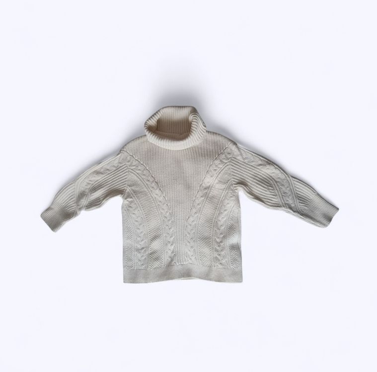 Pull col roulé en maille torsadée - Blanc cassé - Taille M (Neuf (Voir ...