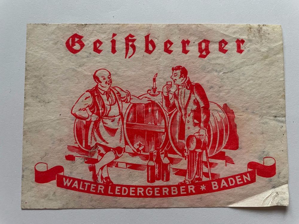Weinetikette - "Geissberger " 50 er Jahre | Kaufen auf Ricardo