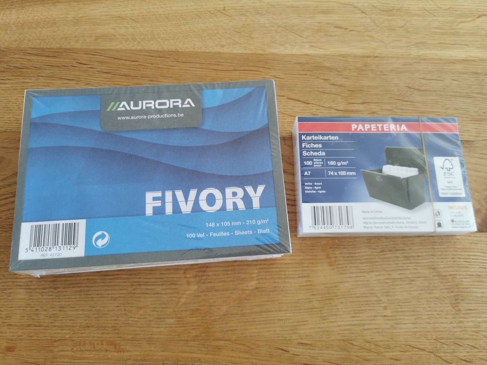 Karteikarten zwei Grössen (Neu und originalverpackt) in für CHF 1 – mit ...