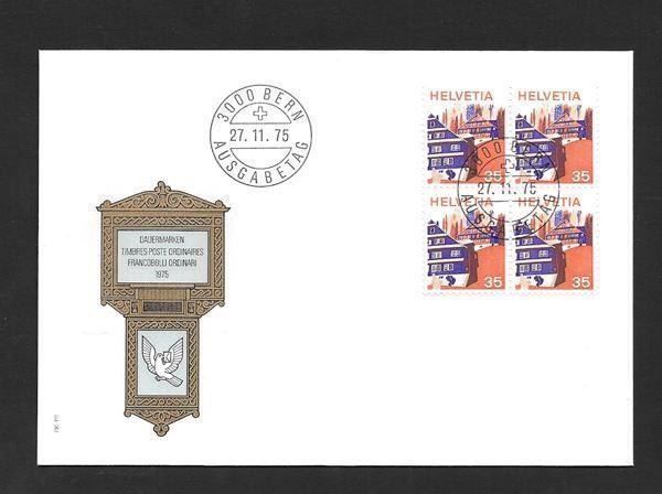 FDC Nr. 528 Viererblock Innerschweiz ET Bern 27.11.1975 (Neu (gemäss Beschreibung)) in Olten für ...