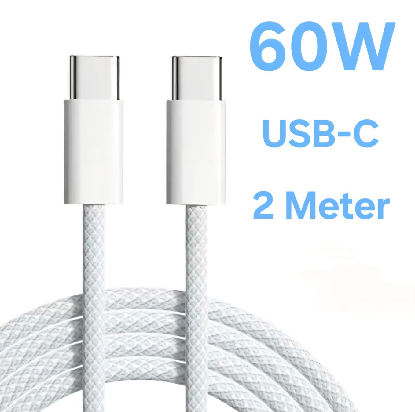 2 Meter 60W USB‑C Kabel / PD / gewebt / Câble / Cavo / cable (Neu und ...