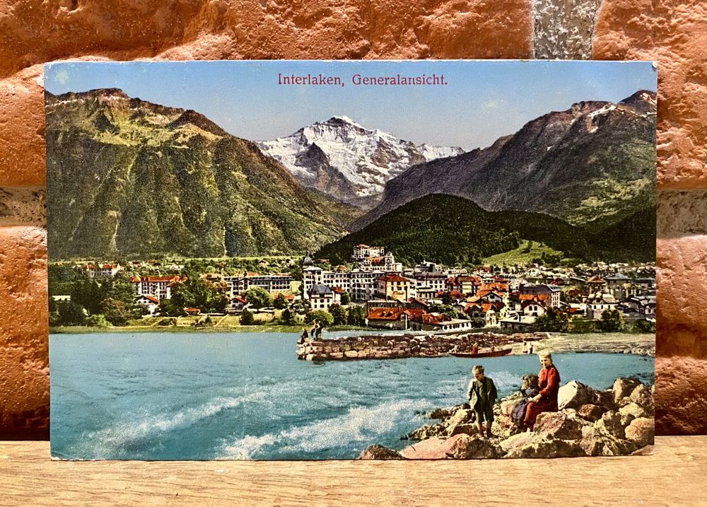 1910 - Antike AK Interlaken - Generalansicht - belebt | Kaufen auf Ricardo