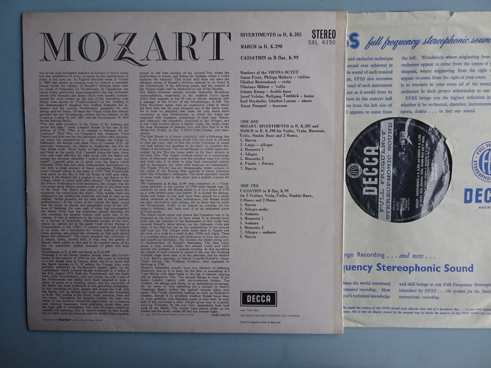 VIENNA OCTET - Mozart - Decca SXL 6150 (Gebraucht) in Basel für CHF 10 ...