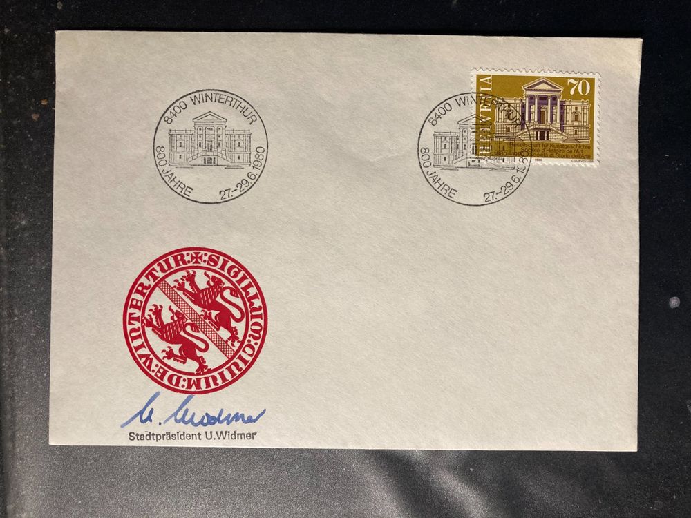 Schweiz 1980 SSt + Marke 800 J. Winterthur Autogramm Stapi (Gebraucht ...