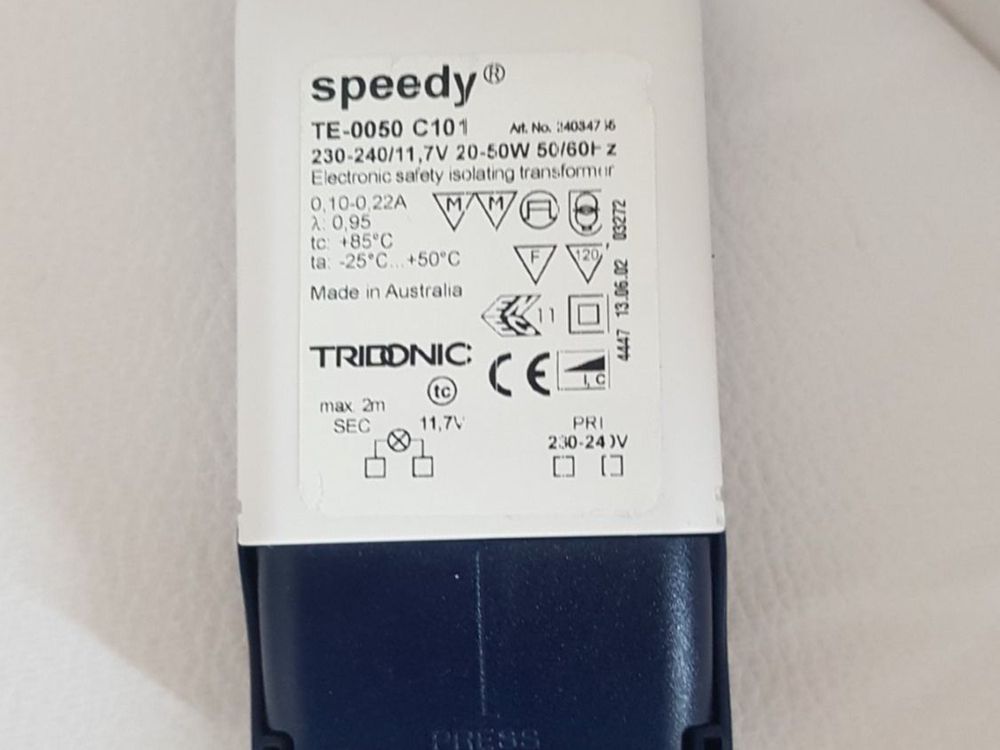 Niedervolttrafo 12 Volt Tridonic Speedy (Gebraucht) in Emmenmatt für ...