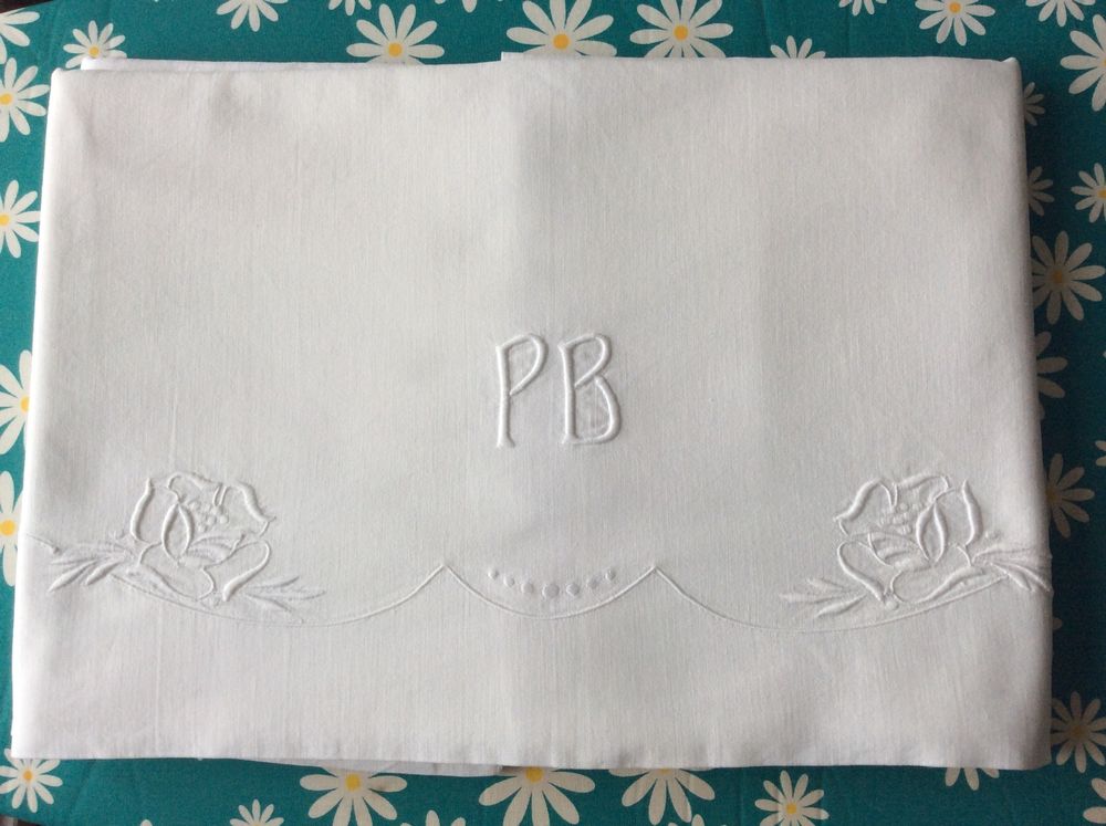 Leintuch Leinen / Halbleinen mit Stickerei 160 x 220cm (Gebraucht) in ...