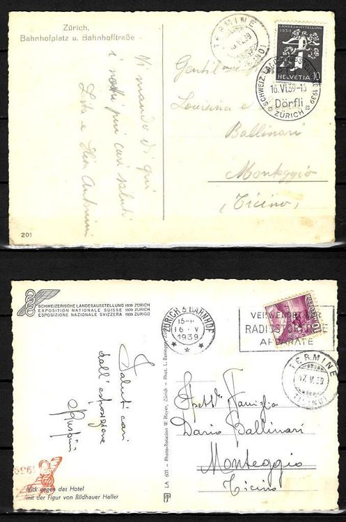 Zürich 1939 Bahnhofplatz + Schweizerische Landesausstellung (Gebraucht) in Sorengo für CHF 5.9 ...