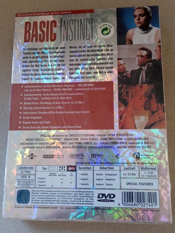 Basic Instinct Special Edition 2 DVD/1CD (Neu und originalverpackt) in ...