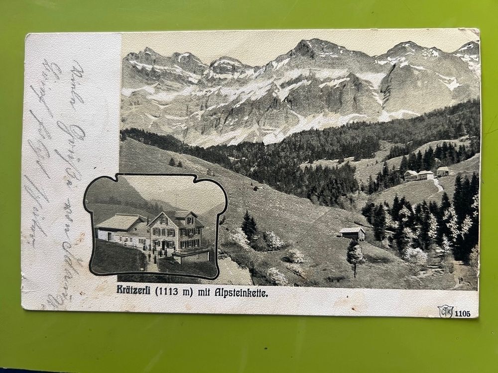 2 BILD MIT PENSION KRÄTZERLI MIT ALPSTEINKETTE STEMPEL 1908 (Gebraucht) in Bernhardzell für CHF ...