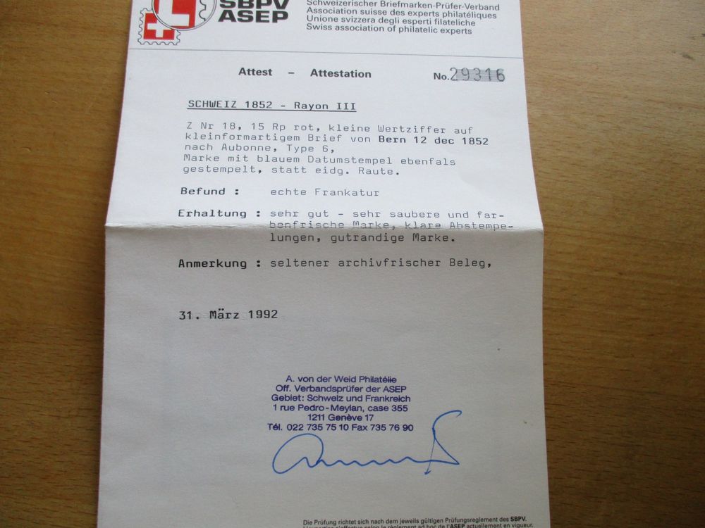 SBK 18 auf TRAUMBRIEF, 2000.-++, ATTEST, ab 1.-!!! (Gebraucht) in Biel ...