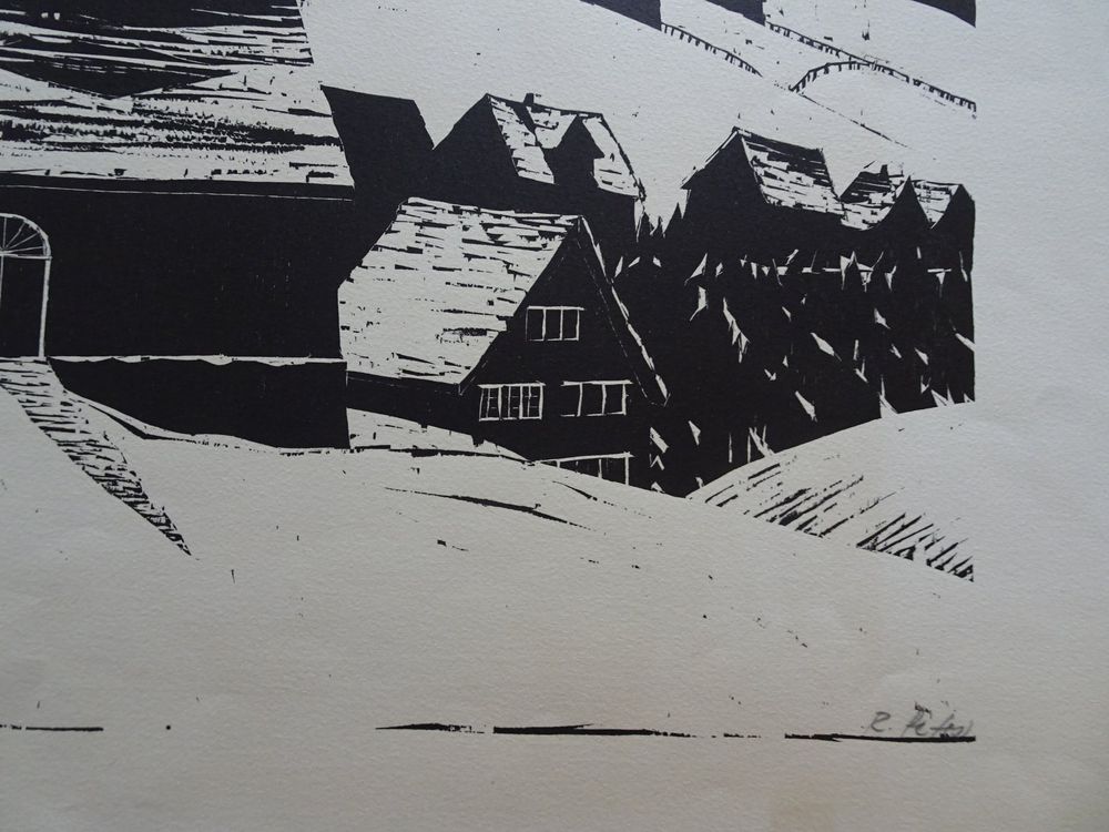 Ruedi Peter Heiden AR grosse Winterlandschaft Holzschnitt (Gebraucht ...