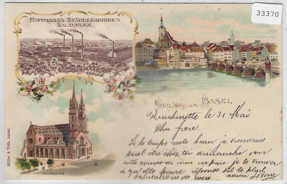 Gruss aus Basel - Hoffmann's Stärkefabriken - Litho 1899 (Gebraucht) in Ettingen für CHF 5 – mit ...