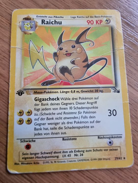 Pokémon Raichu 1.Edition Fossil 29/62 DE | Kaufen auf Ricardo