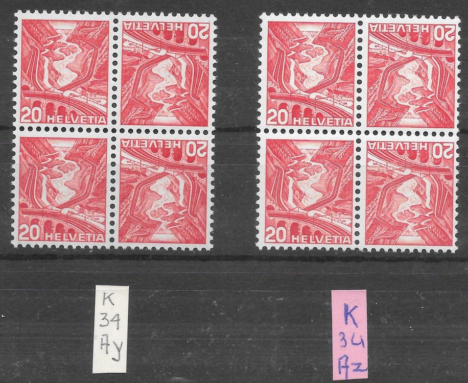 Kehrdrucke K 34 Ay und K 34 Az postfrisch ** SBK frs. 270.- (Neu (gemäss Beschreibung)) in St ...