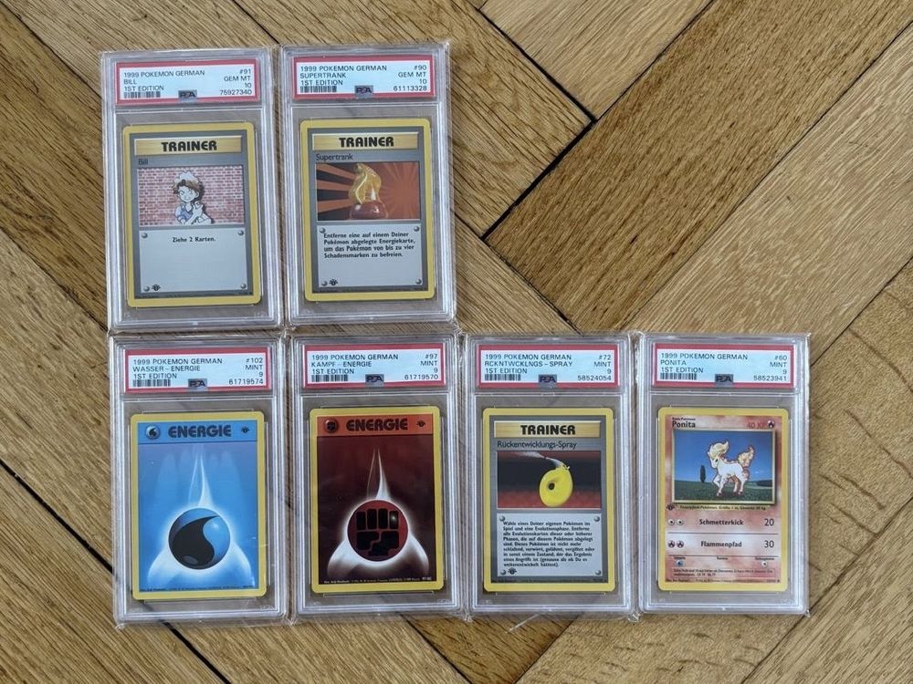 Pokémon Base Set 1. Edition DE – PSA Lot (2× PSA 10 / 4× PSA (Neu und ...