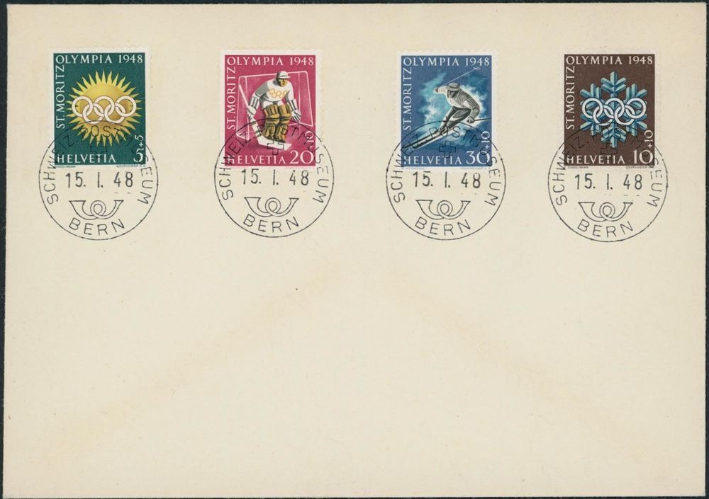 1948 - Olympiade - FDC ET (Gebraucht) in Schindellegi für CHF 275 – mit Lieferung auf Ricardo kaufen