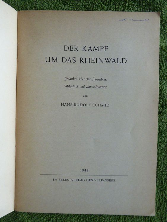 Hans Rudolf Schmid: Kampf um Rheinwald, 1943 (Gebraucht) in Affoltern ...
