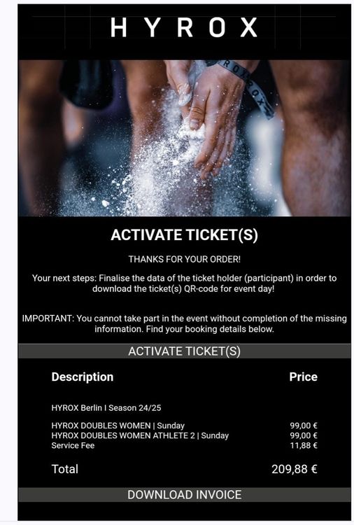 2 billet Hyrox femme/femme OPEN (Neu und originalverpackt) in Nyon für ...