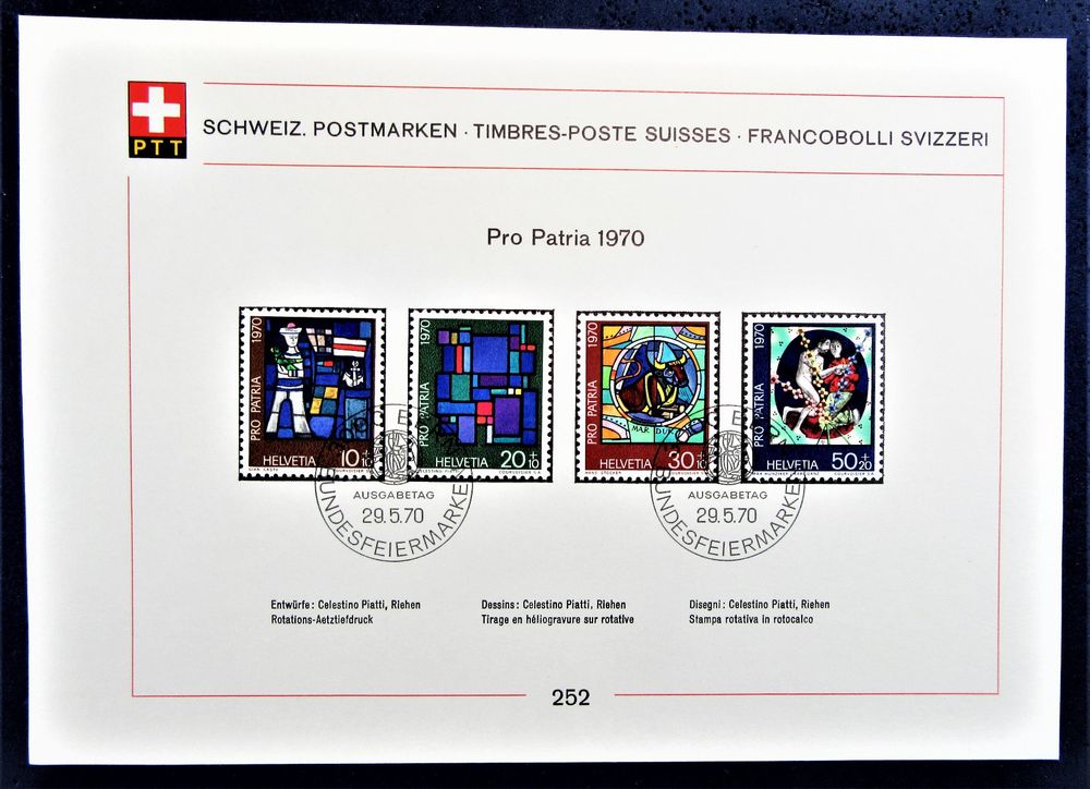 PTT SCHWEIZ.POSTMARKEN PRO PATRIA 1970 SAMMELBLATT FALTZ | Kaufen auf Ricardo