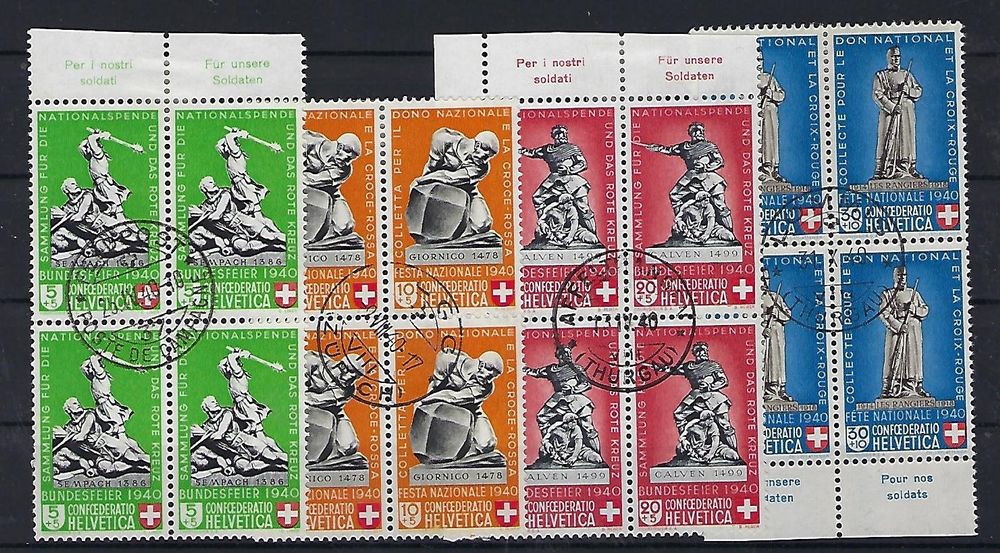 Pro Patria Viererblocks 1940 gestempelt 14580 (Gebraucht) in Lunden für CHF 25 – mit Lieferung ...
