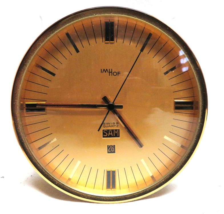 Imhof Tischuhr Swiss Quartz Vintage Gold Optik Retro Design (Gebraucht ...