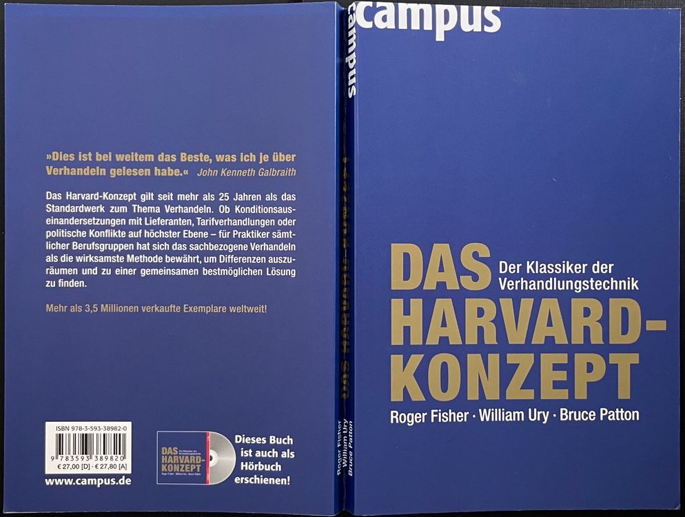 Roger Fisher, William Ury, Bruce Patton: Das Harvard Konzept (Neu ...