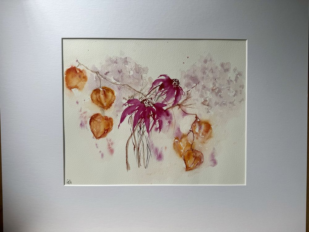 Aquarell "Herbstfarben" gerahmt 🌸🍂mit Passepartout (Neu (gemäss Beschreibung)) in Lanzenhäusern ...
