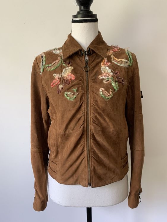 GURU Boho Lederjacke Gr. S Leder braun mit Stickerei (Gebraucht) in ...