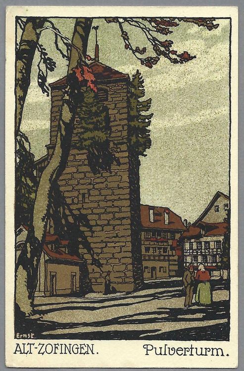 1919, ZOFINGEN, SCHÖNE KÜNSTLER LITO SIGN. ERNST (Gebraucht) in Pura ...
