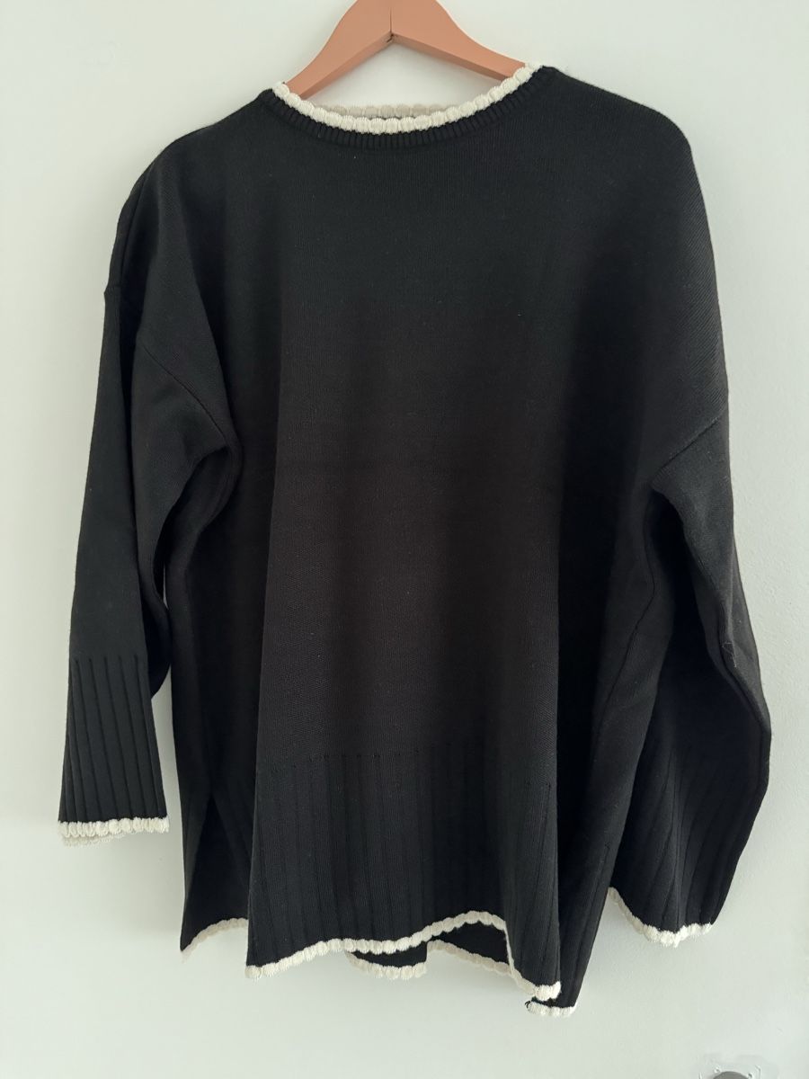 Schwarzer Strickpullover mit Häkelrand - Herbst Must-Have! (Neu (gemäss ...