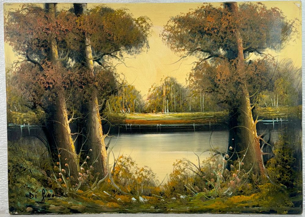 Sehr schöne Landschaft Wald & See Gemälde unleserlich Sig. (Gebraucht) in Root für CHF 10 – mit ...