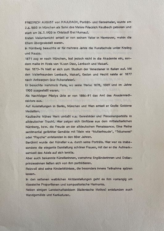 Wichtiges Gemälde von Friedrich August Kaulbach, 1850 - 1920 (Gebraucht) in Zuzwil SG für CHF ...