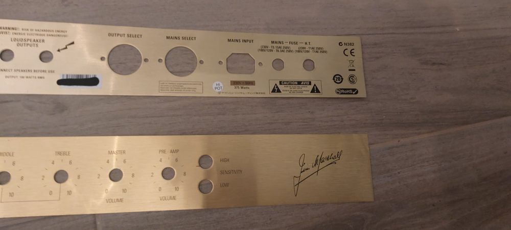 Marshall faceplate / panel plate (front & back) (Gebraucht) in Liestal ...