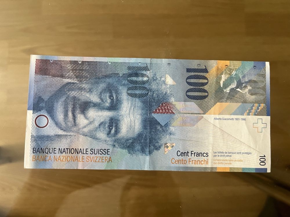 Swiss 100 Franc Banknote, Alberto Giacometti Design. (Gebraucht) in ...