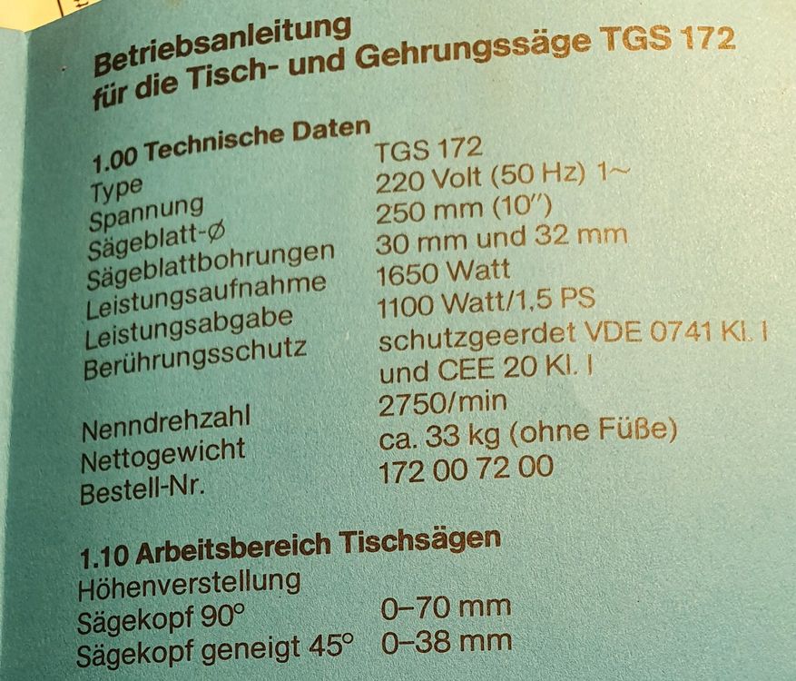 Elu TGS 172 Tisch und Gehrungssäge | Kaufen auf Ricardo