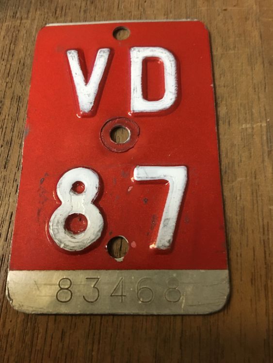 VD 87 - VELONUMMER - FAHRRADSCHILD - PLAQUE DE VELO - VD 87 | Kaufen ...