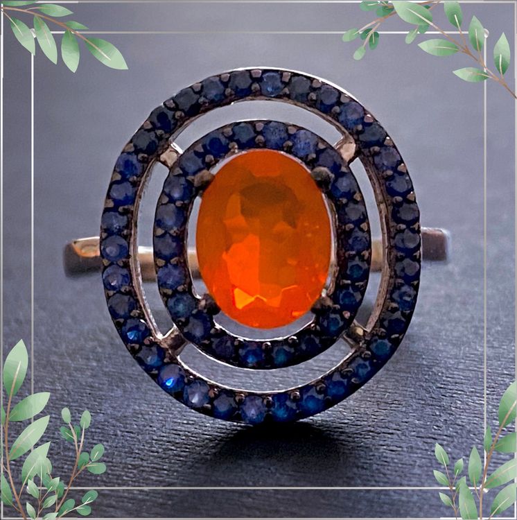 SALE Ring 925 SILBER ÄTHIOPISCHER OPAL WASSERSAPHIRE (Neu und ...