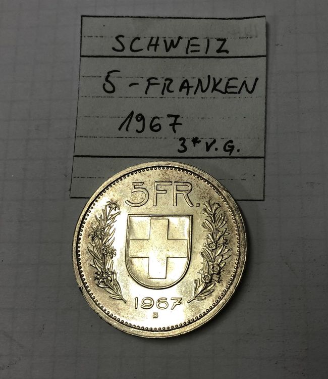 Schweiz 5 Franken 1967(Abart) 3* Gesicht | Acheter sur Ricardo