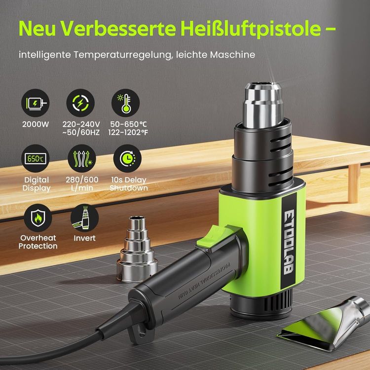 2000W Heissluftfön LCD -650°C Zubehör 130 Schrumpfschläuche (Neu und ...