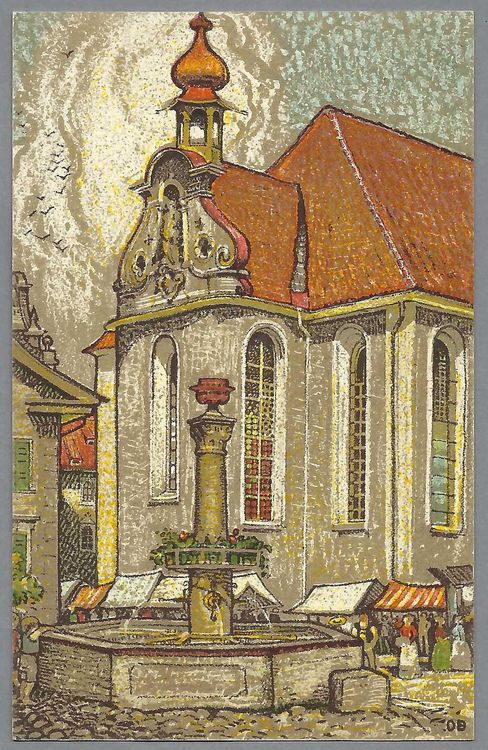 1911, ST. GALLEN GALLUSPLATZ, SCHÖNE KÜNSTLER-LITO, SIGN. OB (Gebraucht ...