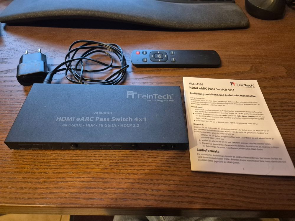 FeinTech HDMI eARC Pass Switch 4x1 4K@60Hz | Kaufen auf Ricardo