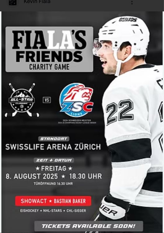 Fiala‘s Friends Charity Game 2 Tickets (Neu und originalverpackt) in ...