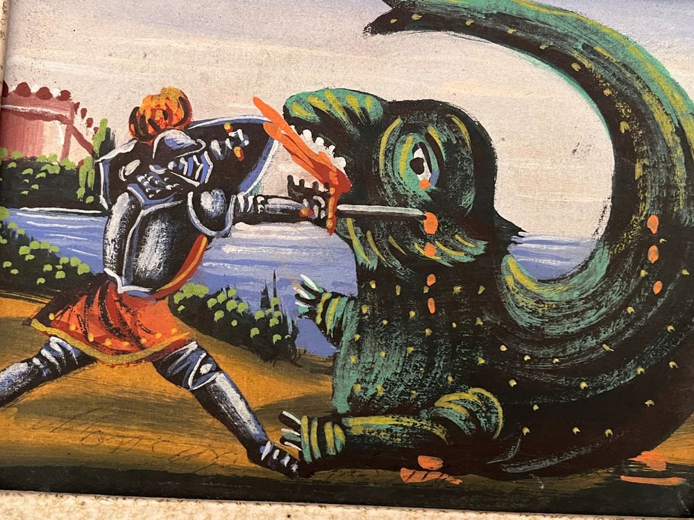 Antikes Ölgemälde Ritter & Drache signiert gerahmt (Gebraucht) in Basel ...
