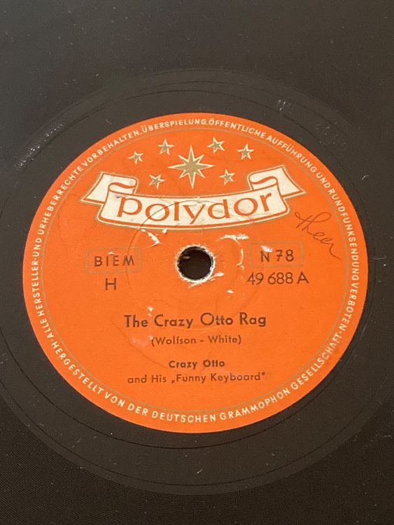 Schellackplatte 10“ 78RPM CRAZY OTTO and his„Funny Keyboard“ (Gebraucht ...