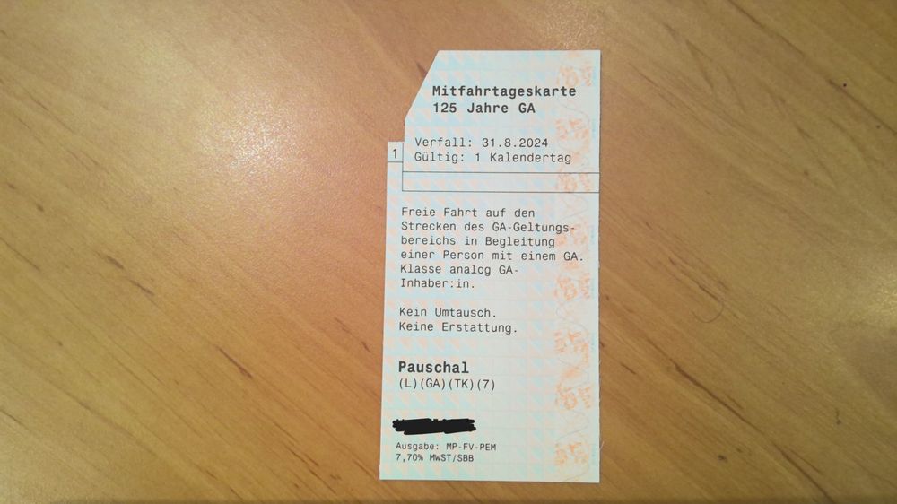 Mitfahrtageskarte GA SBB | Kaufen auf Ricardo